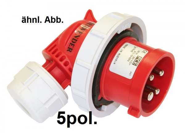 PCE CEE-Winkelstecker 16A 5pol. 400V mit Phasenwender IP67 Artnr. 74152 ...