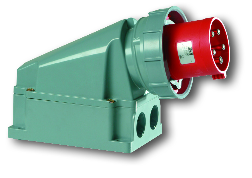 PCE CEE-Wandgerätestecker 63A 5pol. 400V mit Schraubring IP66/67 Artnr ...