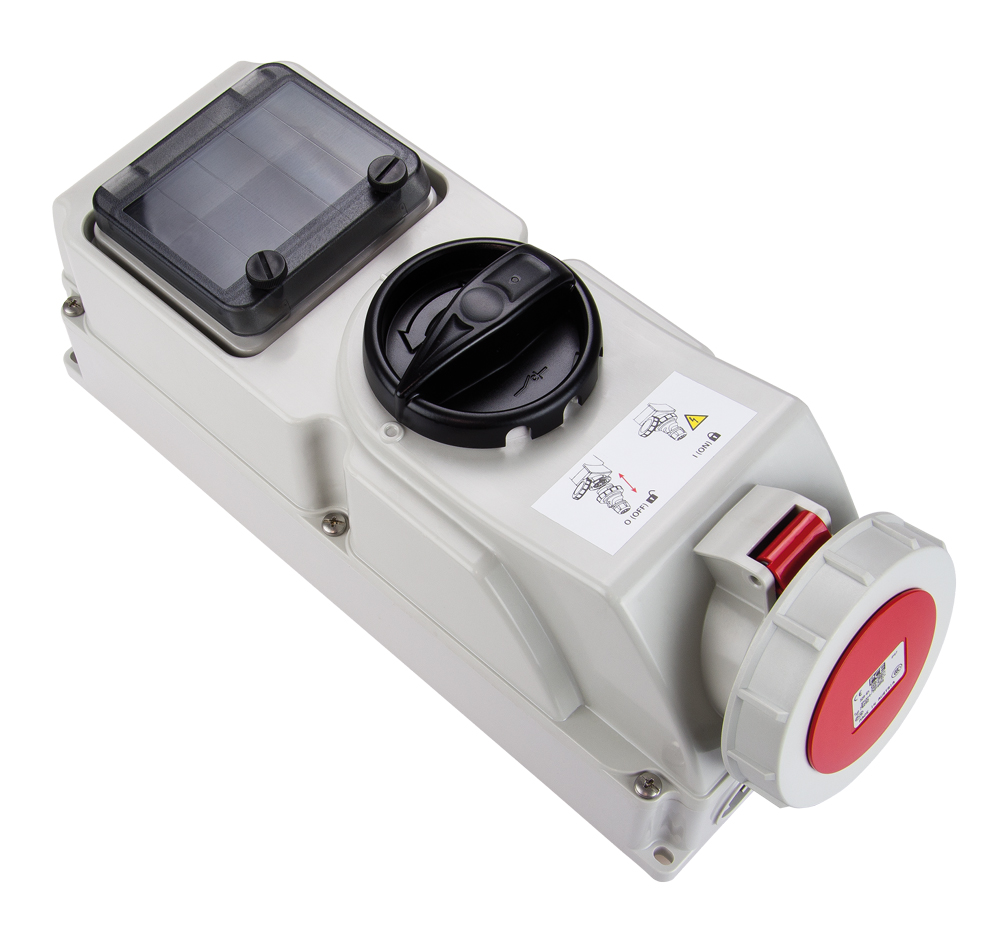 PCE CEE-Abschaltbare-Wandsteckdose 32A 5pol. 400V + Fenster + DIN-Sch ...